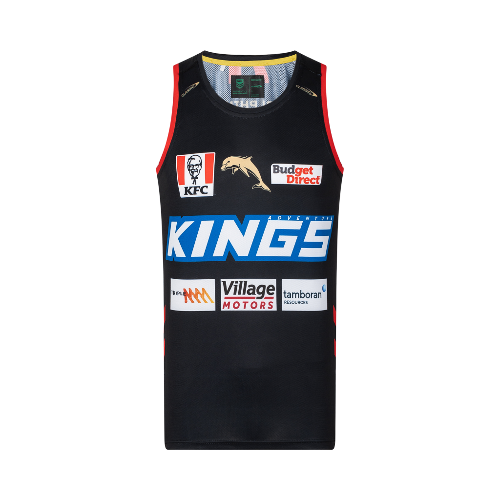 2023 Dolphins Men's Training Singlet - Black | The Rugby Shop