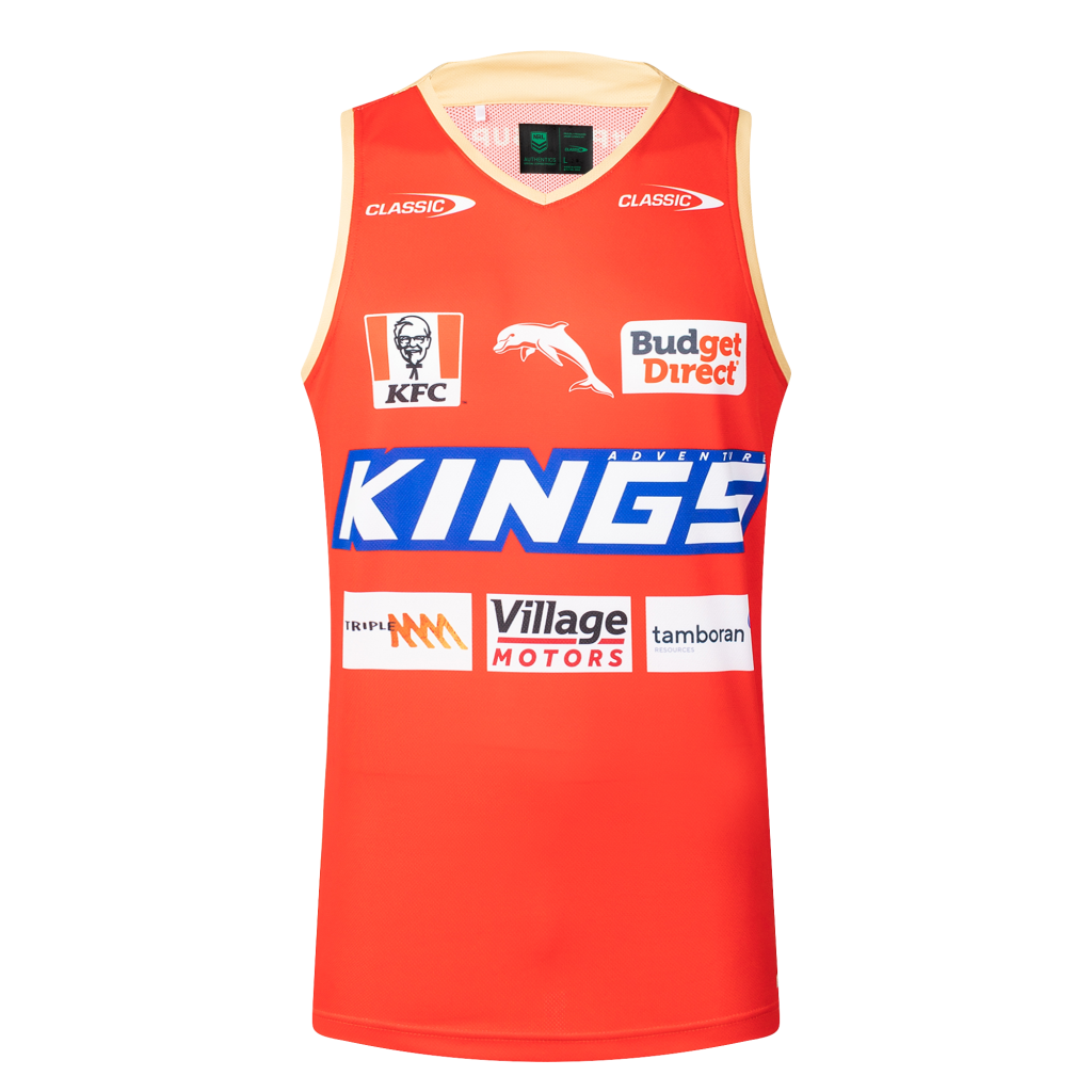 2025 Dolphins Mens Training Singlet/Vest Red | NRL | The Rugby Shop